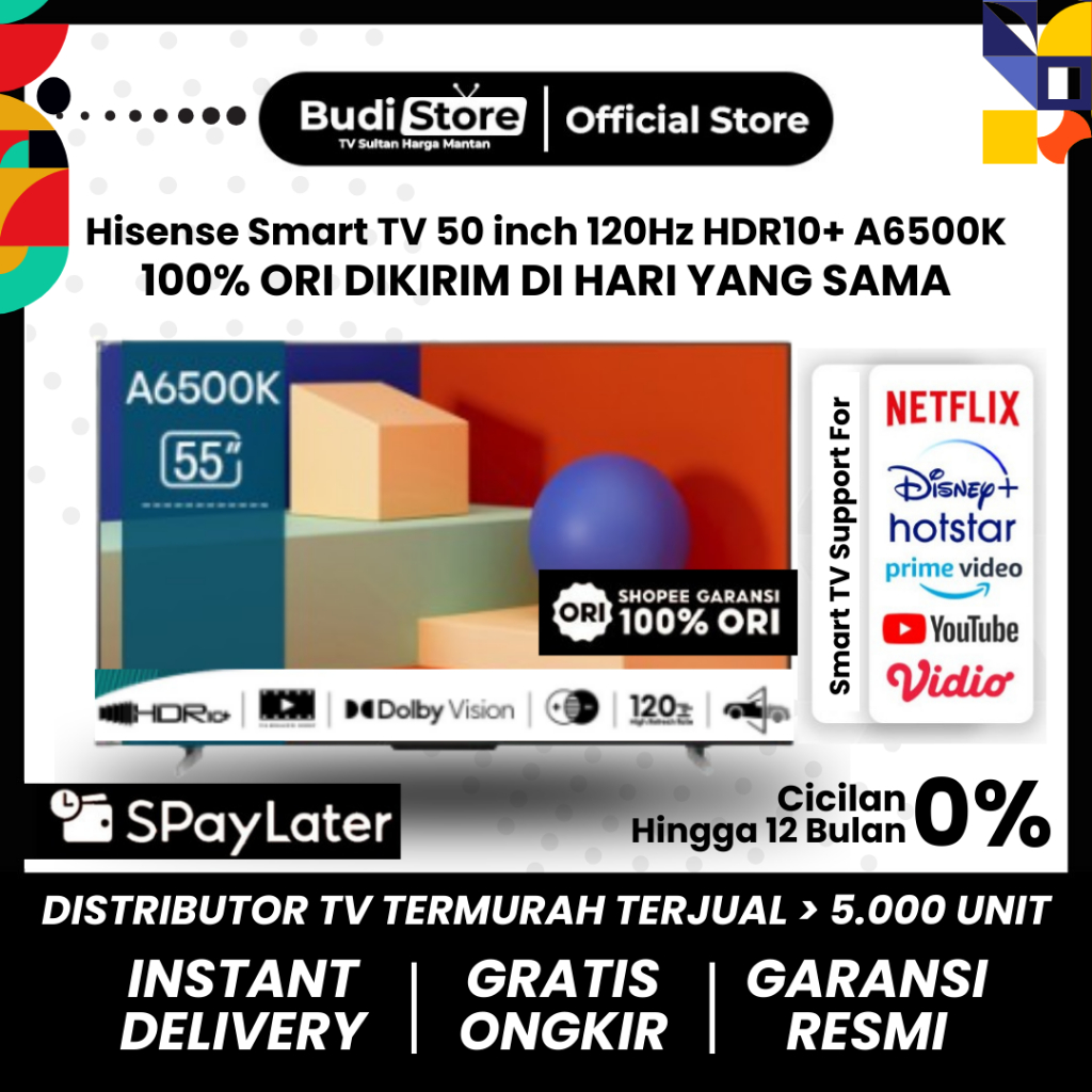 Jual GOOGLE TV Hisense 50 inch 50A6500K 4K UHD Dolby Vision Android ...