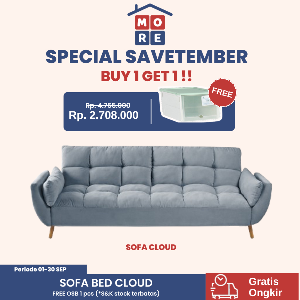Jual MORE Procella Sofa Bed Cloud / Sofa Tamu / Sofa Bed Minimalis ...