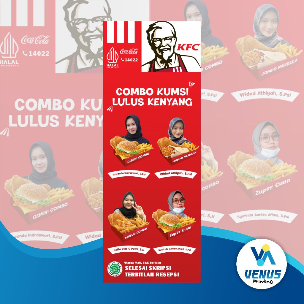 Jual Banner Sidang Skripsi KFC, Spanduk Wisuda KFC, Standing Y Banner ...
