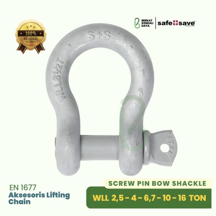 Jual SAFE+SAVE Bow Shackle Omega (G209) 1 2 3,25 4,75 6,5 Ton - Screw ...