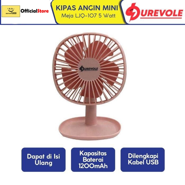 Jual Durevole Kipas Angin Mini Meja LJQ-107 5 Watt Pink | Shopee Indonesia