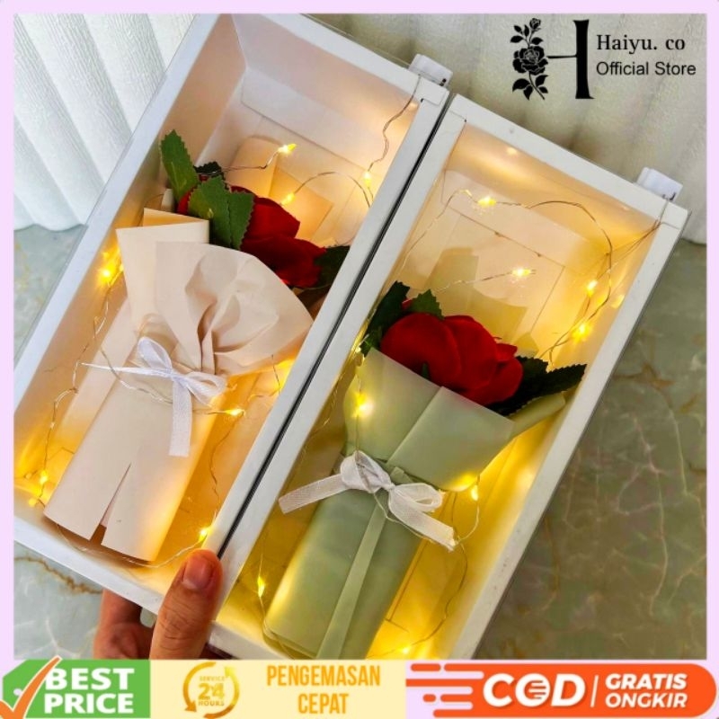 Jual [READY] Hampers Premium Buket Bunga Artificial Souvenir Box Lampu ...