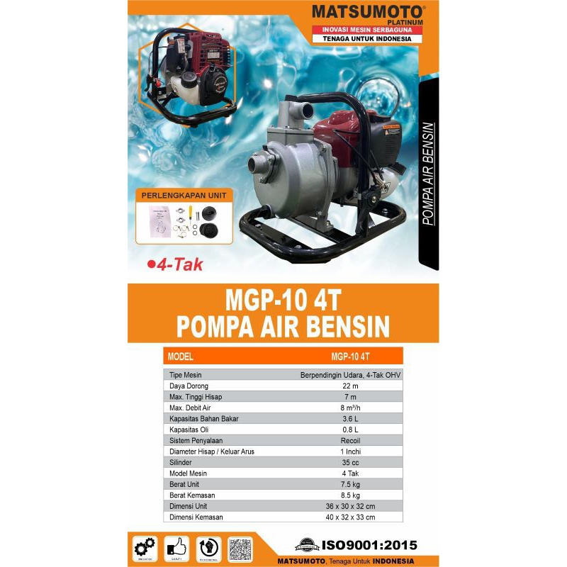 Jual Mesin Pompa Air Bensin Matsumoto 1" MGP 10 4T Alkon 4Tak 1inch ...