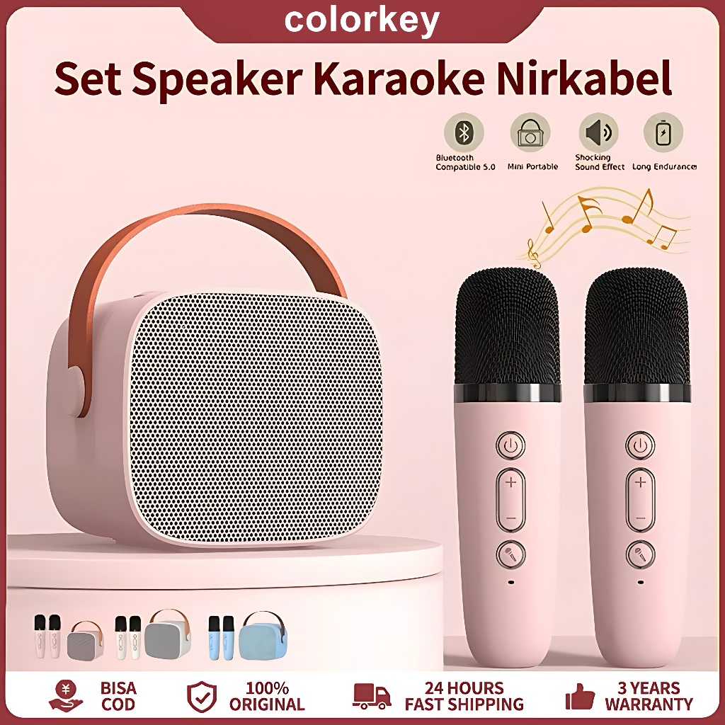 Jual Karaoke Mini Speaker Microphone Karaoke Premium Set Speaker Bluetooth Wireless With Mic ...