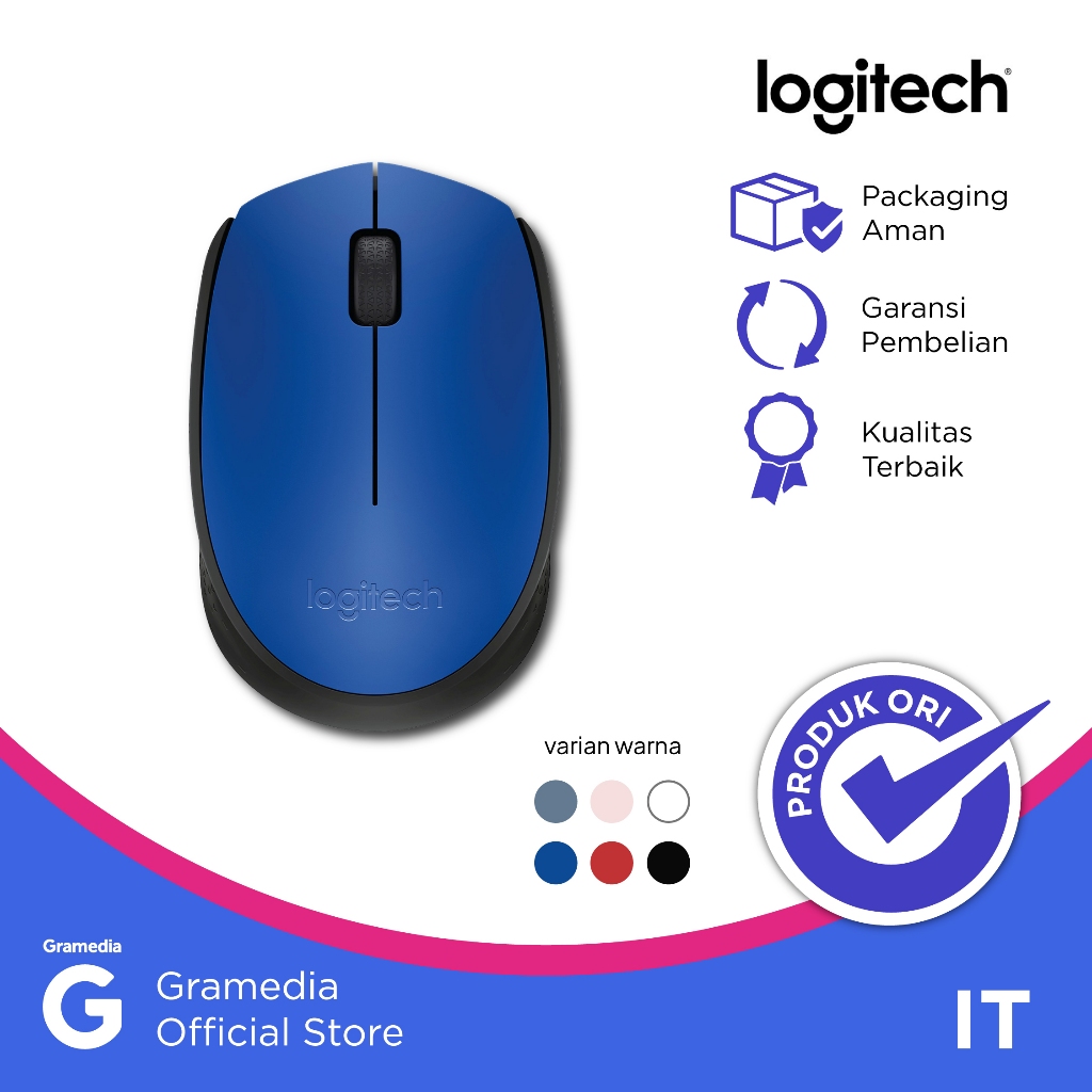 Jual Logitech M171 Wireless Mouse - Blue | Shopee Indonesia