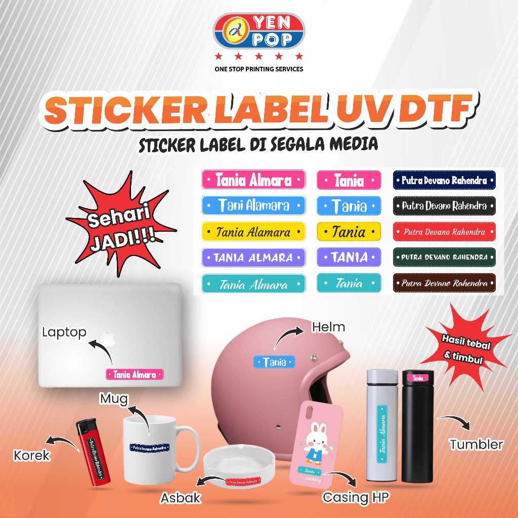 Jual Sticker Label DTF UV ( BISA MENEMPEL DI SEMUA MEDIA ) | Shopee ...