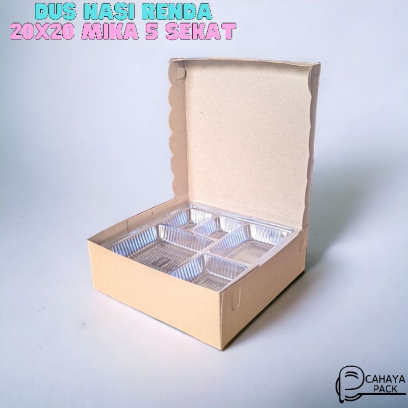 Jual kotak nasi renda 20 x 20 + mika box kraft Renda R10k non laminasi ...