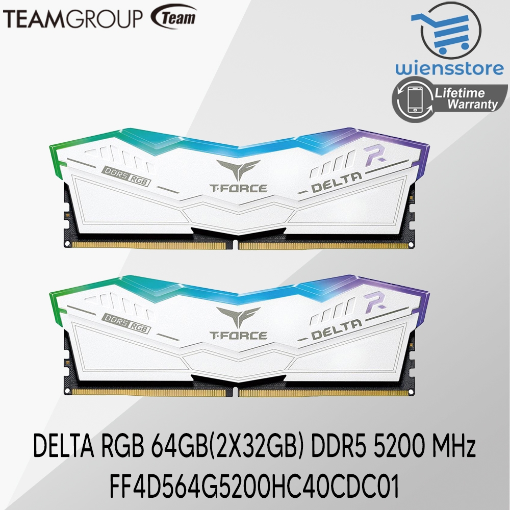 Jual Team Delta RGB 64GB (2X32GB) DDR5 5200Mhz - White | Shopee Indonesia
