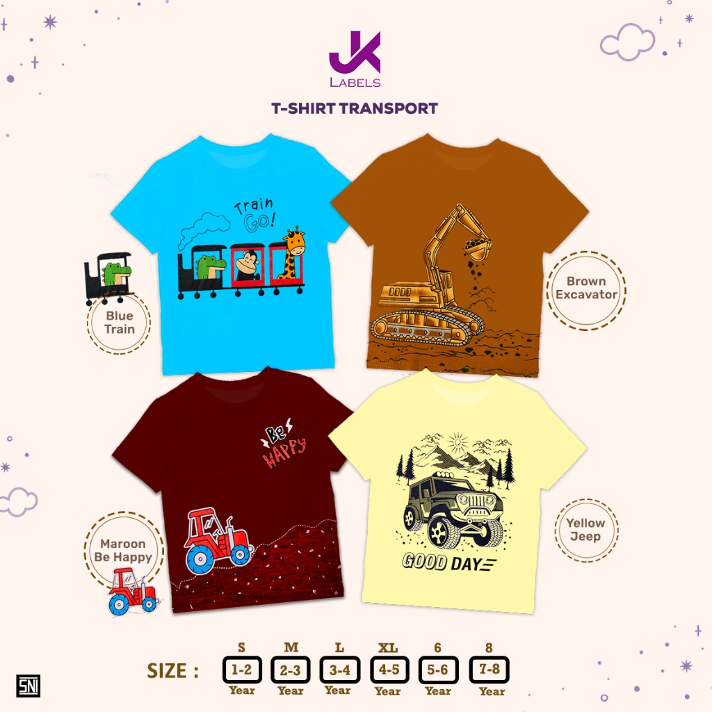 Jual JK LABELS - Tshirt Transport (1-8 Tahun) | Shopee Indonesia