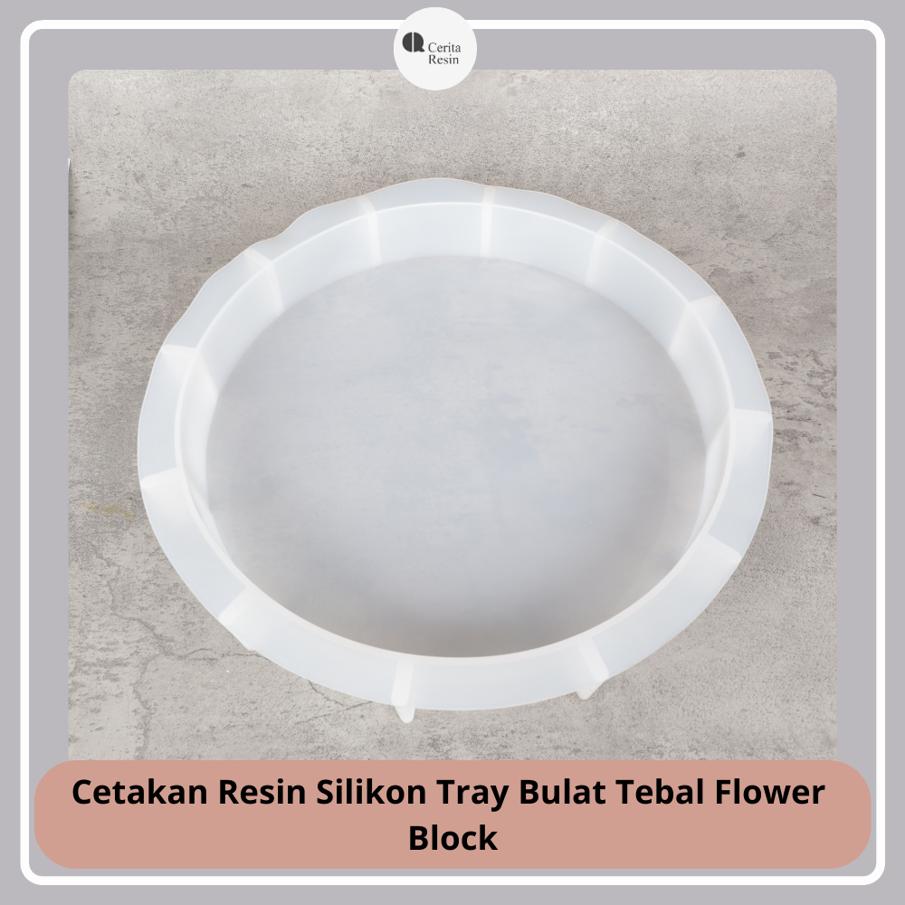 Jual Cetakan Resin Silikon Tray Bulat Tebal Flower Block ukuran 30cmx4 ...