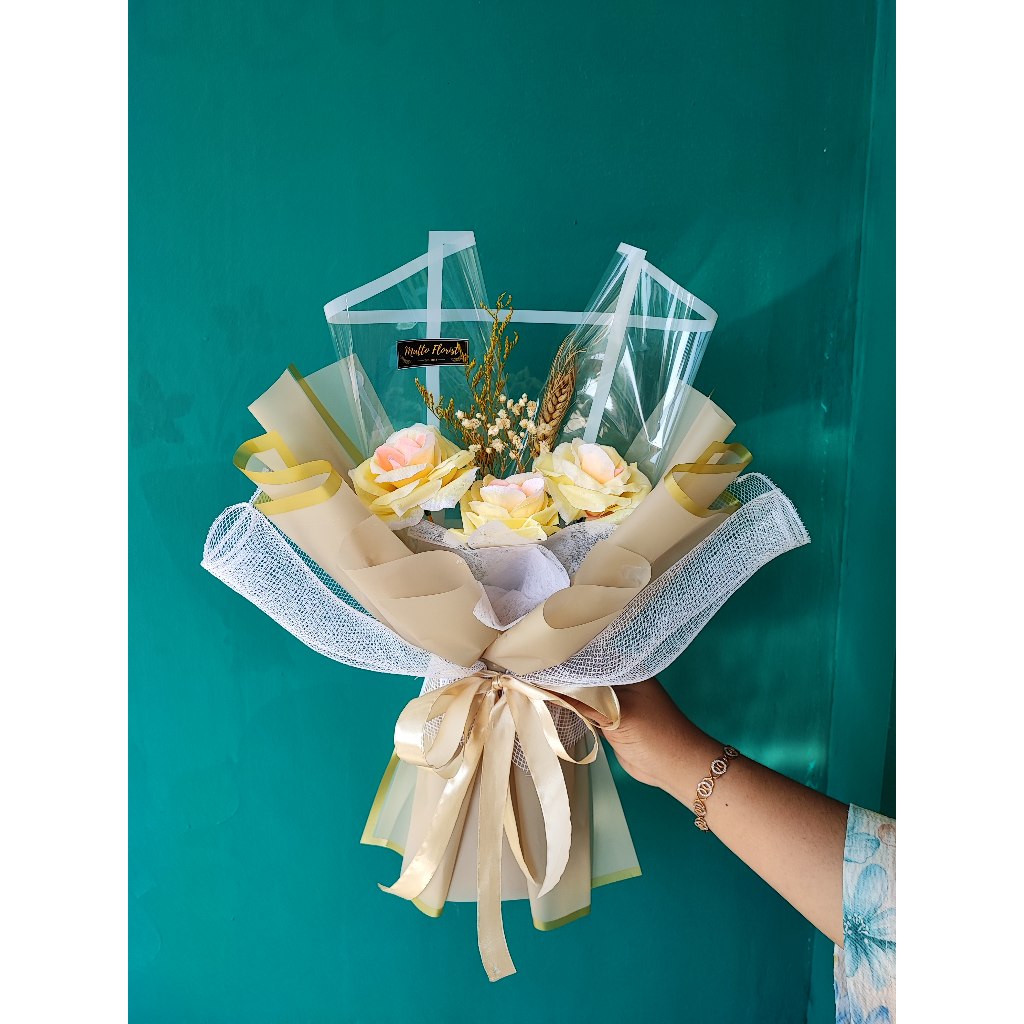 Jual Buket Bunga Artificial dan Kering dengan Jaring Polynet Kombinasi ...