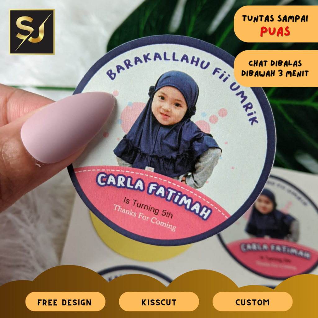 Jual 3-7 Sticker Bulat Ulang Tahun Anak Stiker Ultah Free Design ...