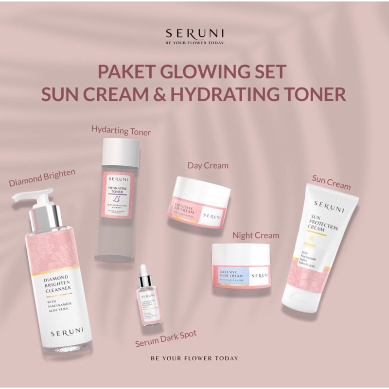 Jual SERUNI Skincare Glowing set Sun Cream & Hydrating Toner 6 pcs*BPOM ...