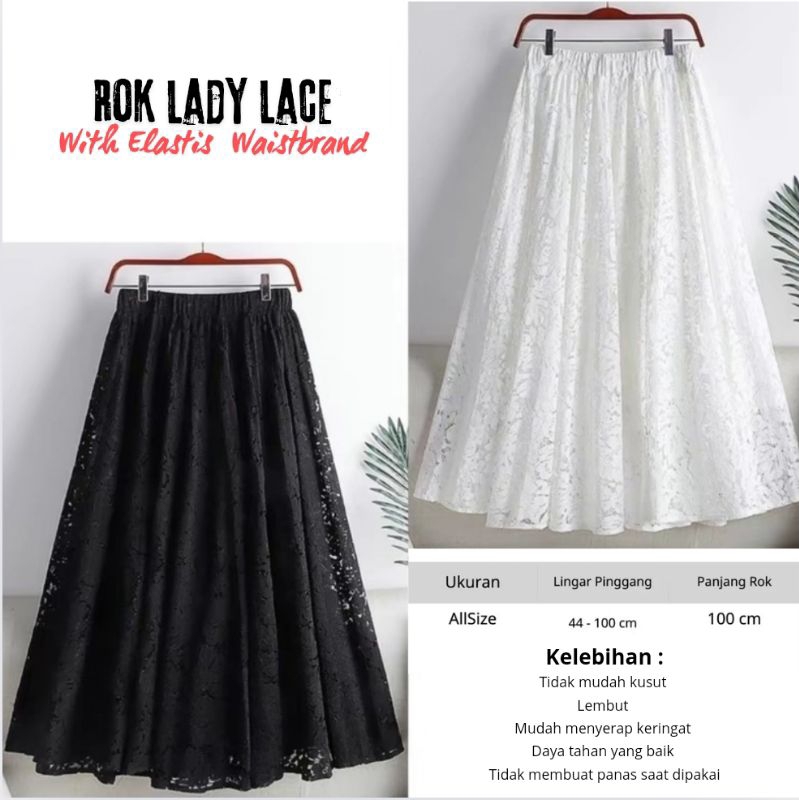 Jual Bawahan Wanita Rok Lady Lace Skirt Vintage With Elastis Waistbrand ...