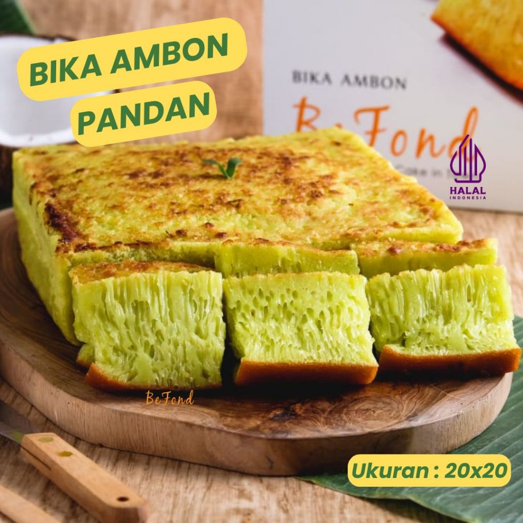 Jual Bika Ambon BeFond Pandan Asli ukuran 20x20cm | Shopee Indonesia