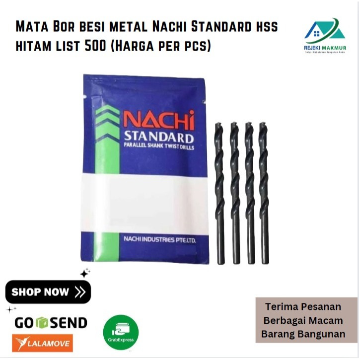 Jual Mata Bor besi metal Nachi Standard hss hitam list 500 (Harga per ...