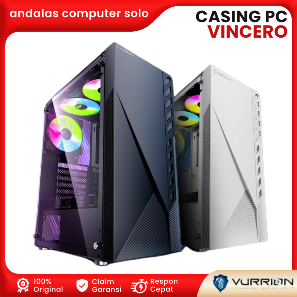 Jual CASING PC GAMING CASE RGB LED VURRION VINCERO BLACK WHITE CASING ...