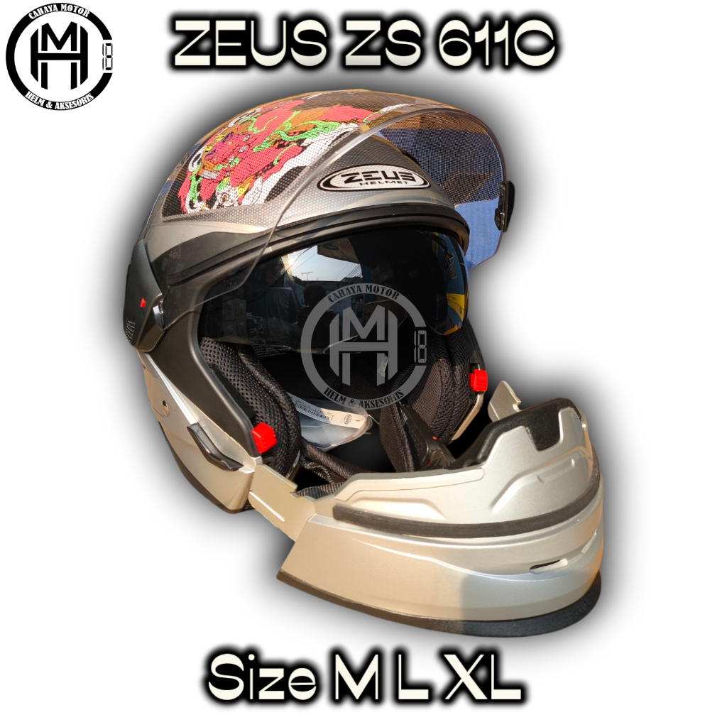Jual HELM ZEUS 611C | 611-C SOLID ORIGINAL MODULAR | HALF FACE | FULL ...