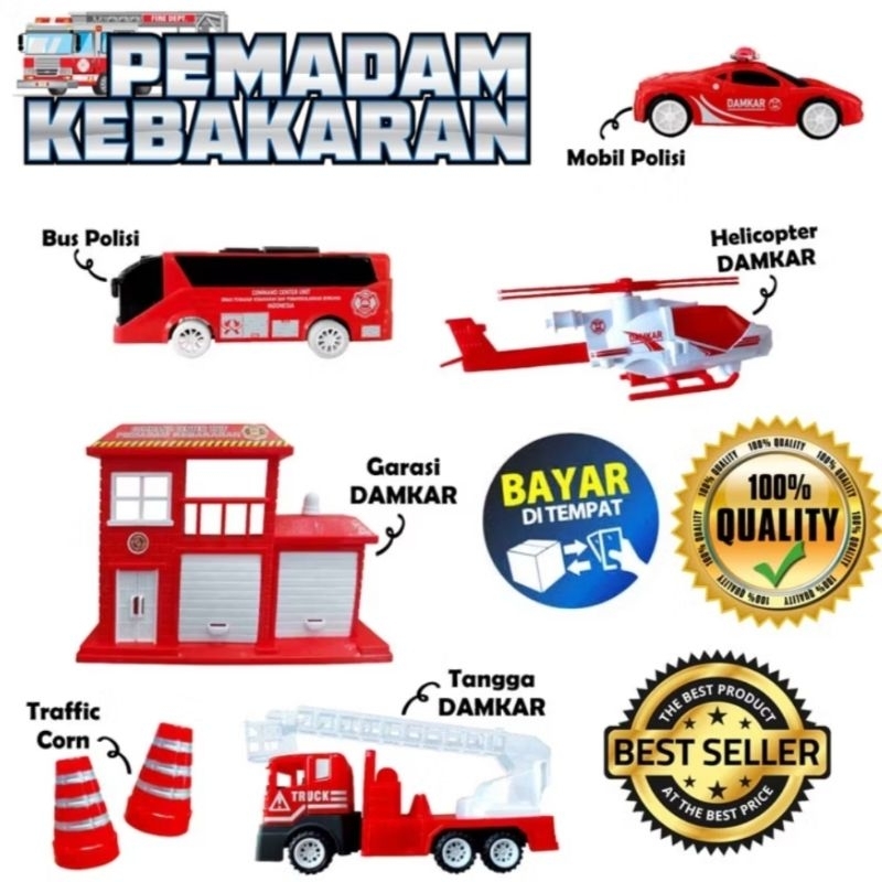 Jual Mobil PEMADAM KEBAKARAN lengkap MT-03 /mainan anak PULL BACK ...
