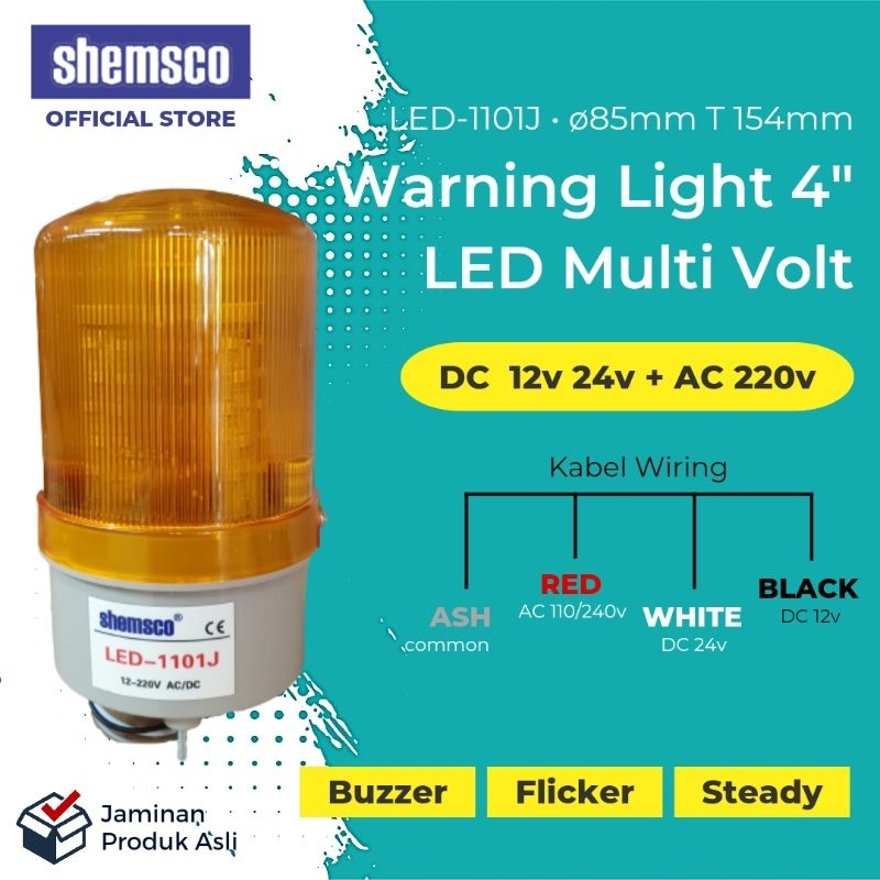 Jual DC 12v 24v AC 220v 4inch Warning Light LED Rotary Flicker Steady ...