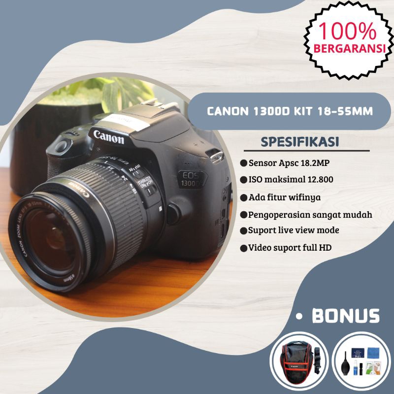 Jual CANON 1300d Lensa 18-55mm - kamera dslr wifi sensor apsc 18mp ...