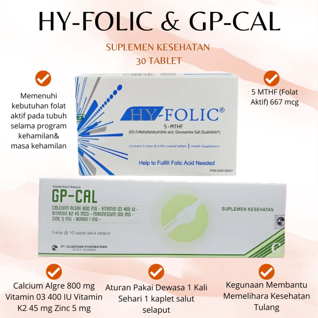 Jual Paket Bundling 1 Box Hy-folic + 1 Box Gp-Cal | Isi 30 Kaplet Salut ...