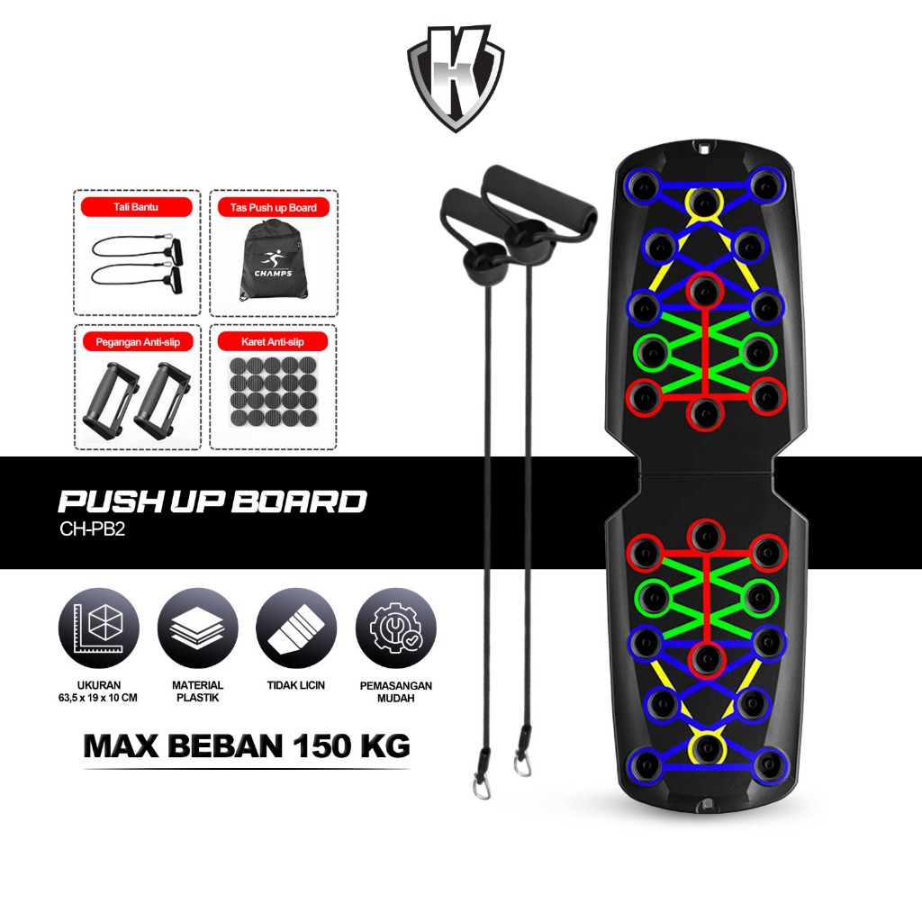 Jual CHAMPS Push Up Board Foldable Alat Push Up Stand Home Gym Alat ...