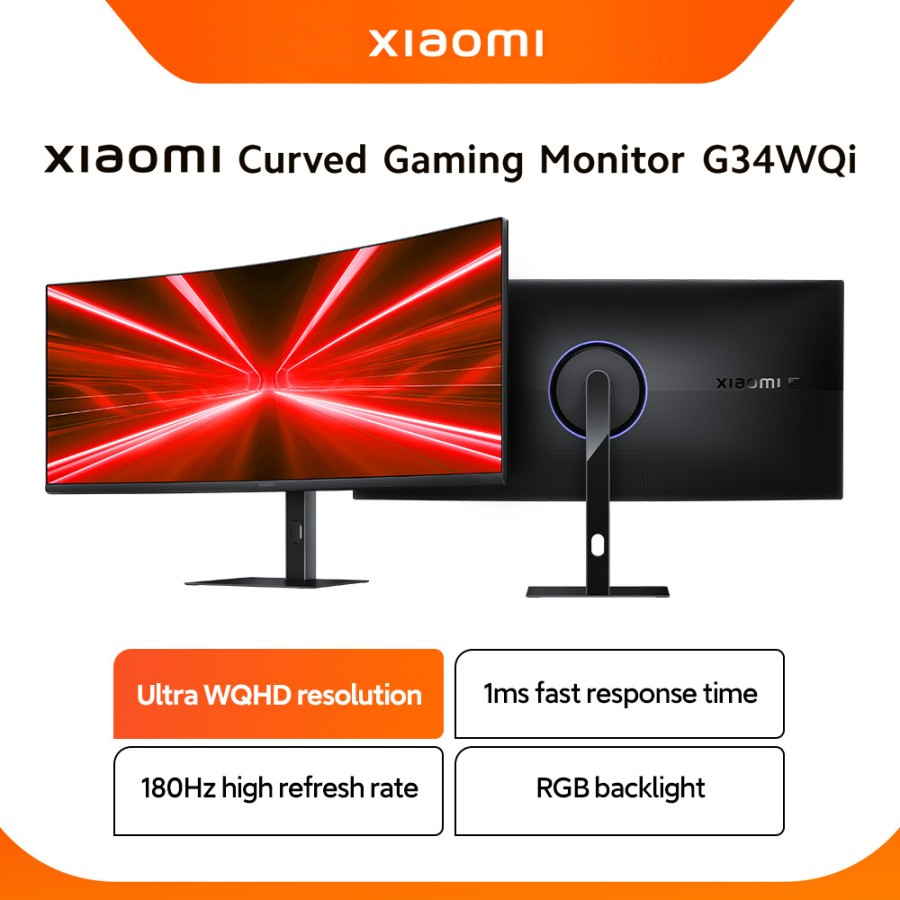 Jual Xiaomi G34WQi 34 Inch Curved Gaming Monitor - WQHD VA 180Hz 1ms ...
