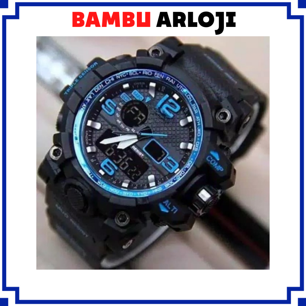 Jual BAJ JAM TANGAN PRIA ANTI AIR RUBBER DIGITAL DUALTIME GK002 ...
