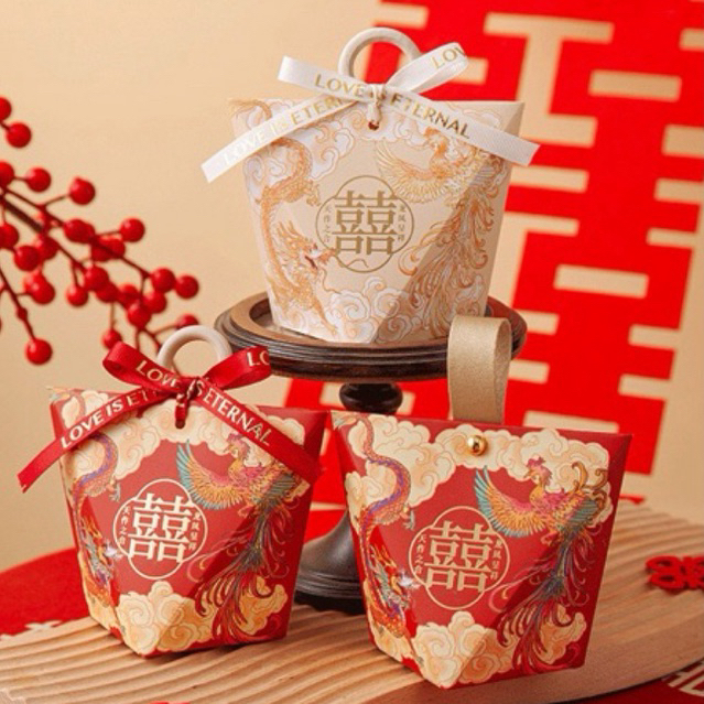Jual Joyful Paperbag Red Phoenix Mewah / Kotak Permen Tebal Premium ...