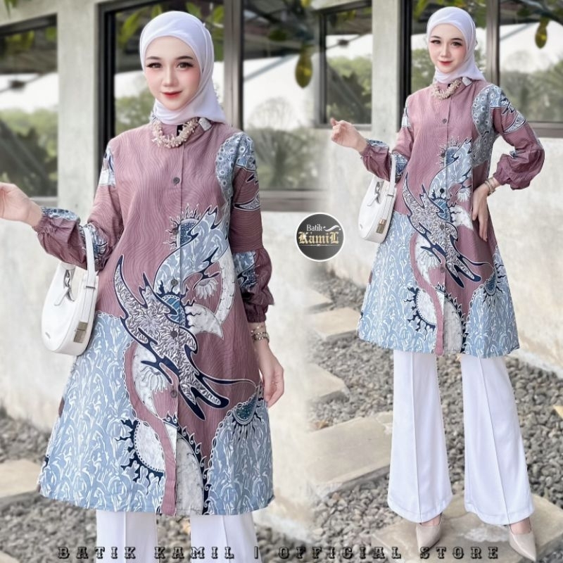 Jual Tunik Batik Modern | Atasan Batik Tunik Wanita Busui Dress Batik ...