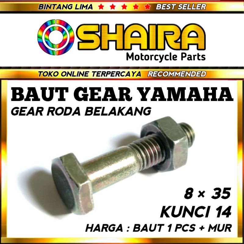 Jual BAUT GEAR YAMAHA / BAUT GEAR BELAKANG / BAUT GEAR RODA BELAKANG 8 ...