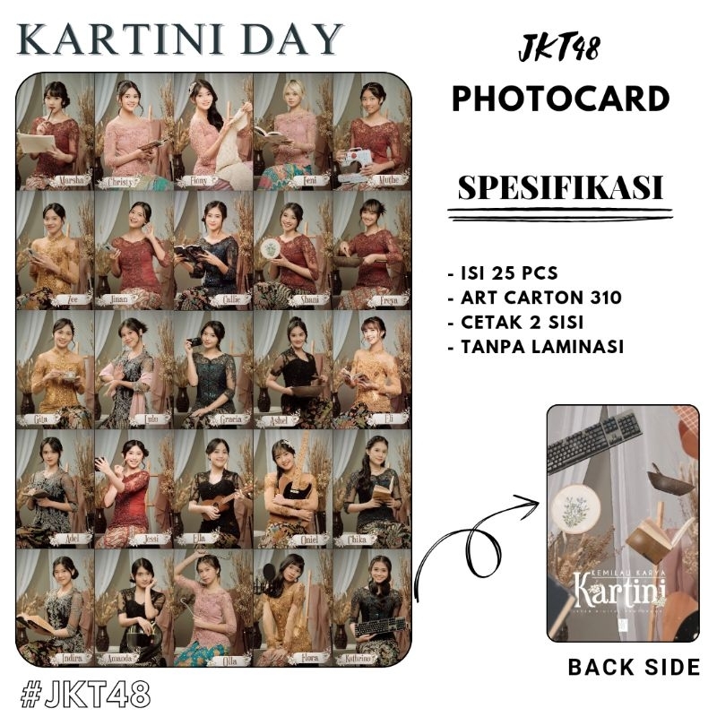 Jual PHOTOCARD JKT48 - KARTINI DAY - CETAK 2 SISI - ISI 25PCS | Shopee Indonesia