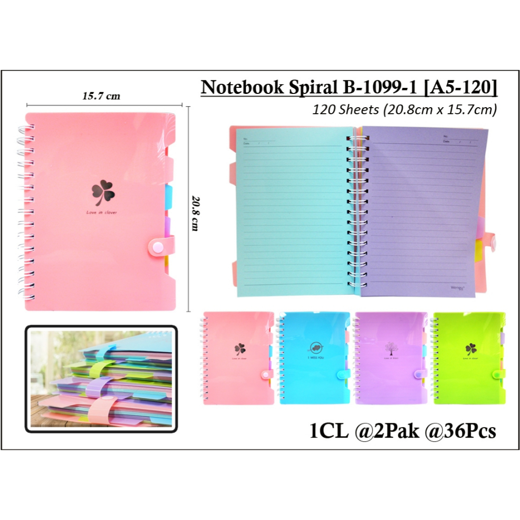 Jual buku notebook ring divider warna a5 pastel 120 lembar adam 10108 ...