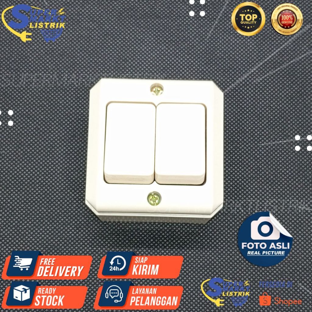Jual Saklar Seri 2 Tombol Broco Cream New Gee OB Double Switch Outbow ...