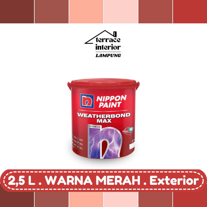Jual Cat Tembok Nippon Paint Weatherbond Max warna Merah Ukuran 2.5 L ...