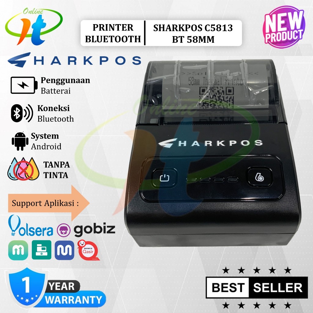 Jual Mini Printer Bluetooth 58mm Portable Sharkpos C5813 X583 RPP02N ...