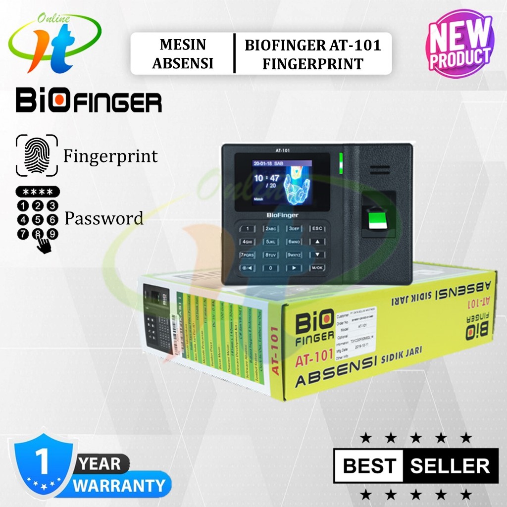 Jual Biofinger AT101 Mesin Absensi Sidik Jari ID Password Pin AT 101 ...