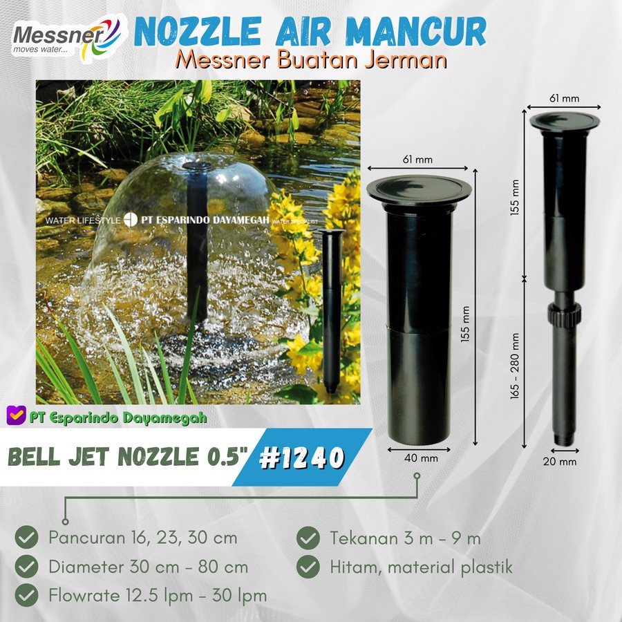 Jual Nozzle Payung Air Mancur Fountain Merk MESSNER Bell Jet Hitam ...