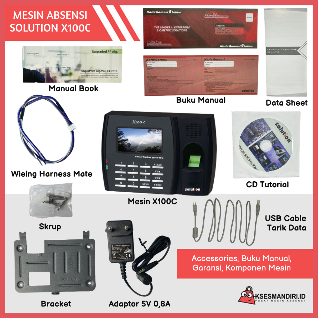 Jual Mesin Absensi Murah Fingerprint Solution X100C | Shopee Indonesia