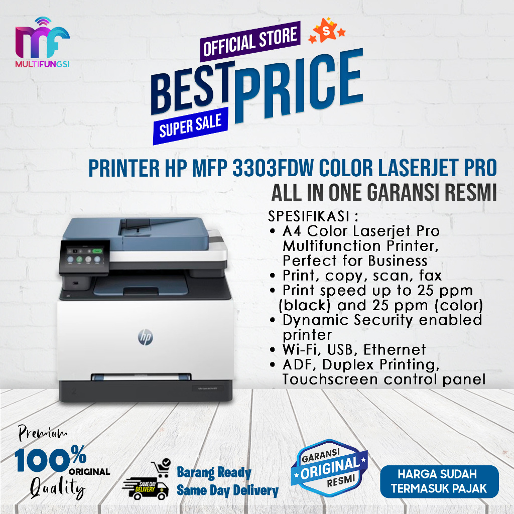 Jual Printer HP MFP 3303fdw Color LaserJet Pro All In One Garansi Resmi ...
