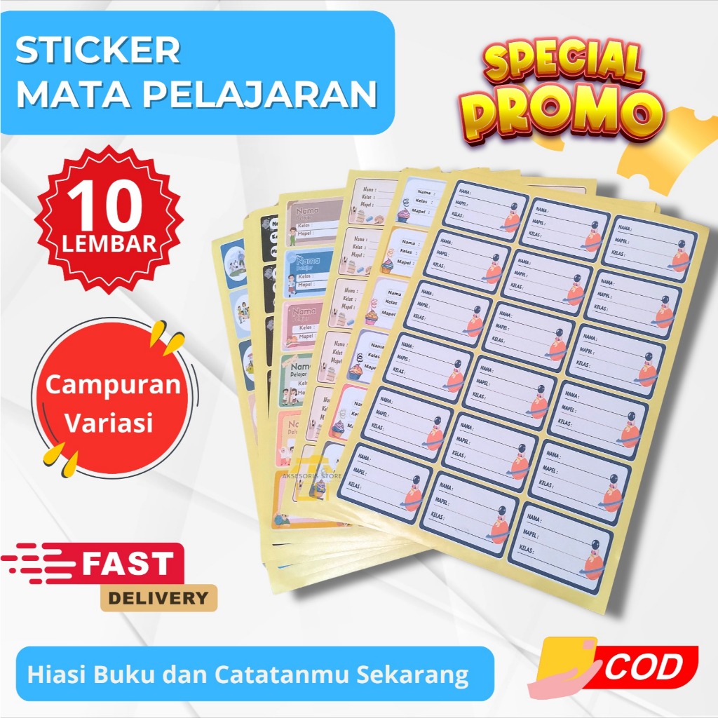 Jual Label Sticker Mapel / Stiker Mata Pelajaran / Stiker Nama Buku ...