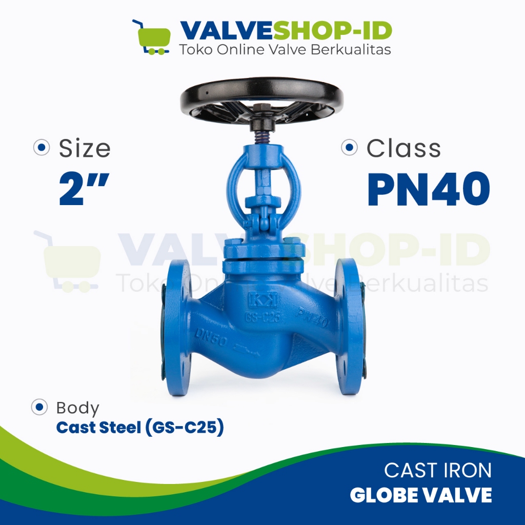 Jual Globe Valve DN50 2" Inch PN40 Cast Steel GS-C25 | Shopee Indonesia