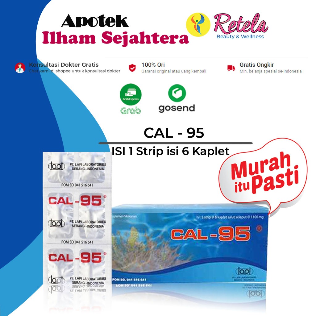 Jual Cal-95 Strip isi 6 Kaplet/Suplemen Kesehatan Tulang/Ibu hamil dan ...