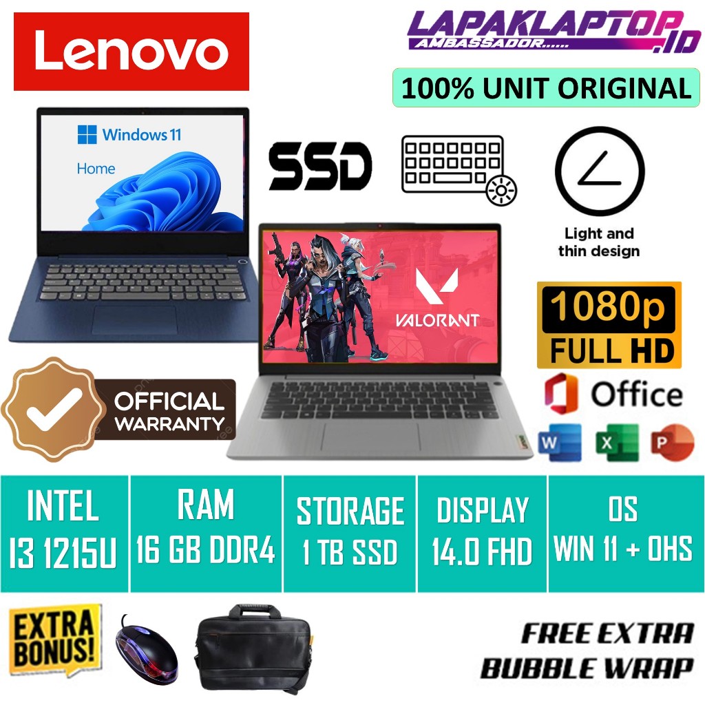 Jual LAPTOP LENOVO IDEAPAD SLIM 3i 14 INTEL I3 1215U 16GB 1TB SSD 14.0 ...