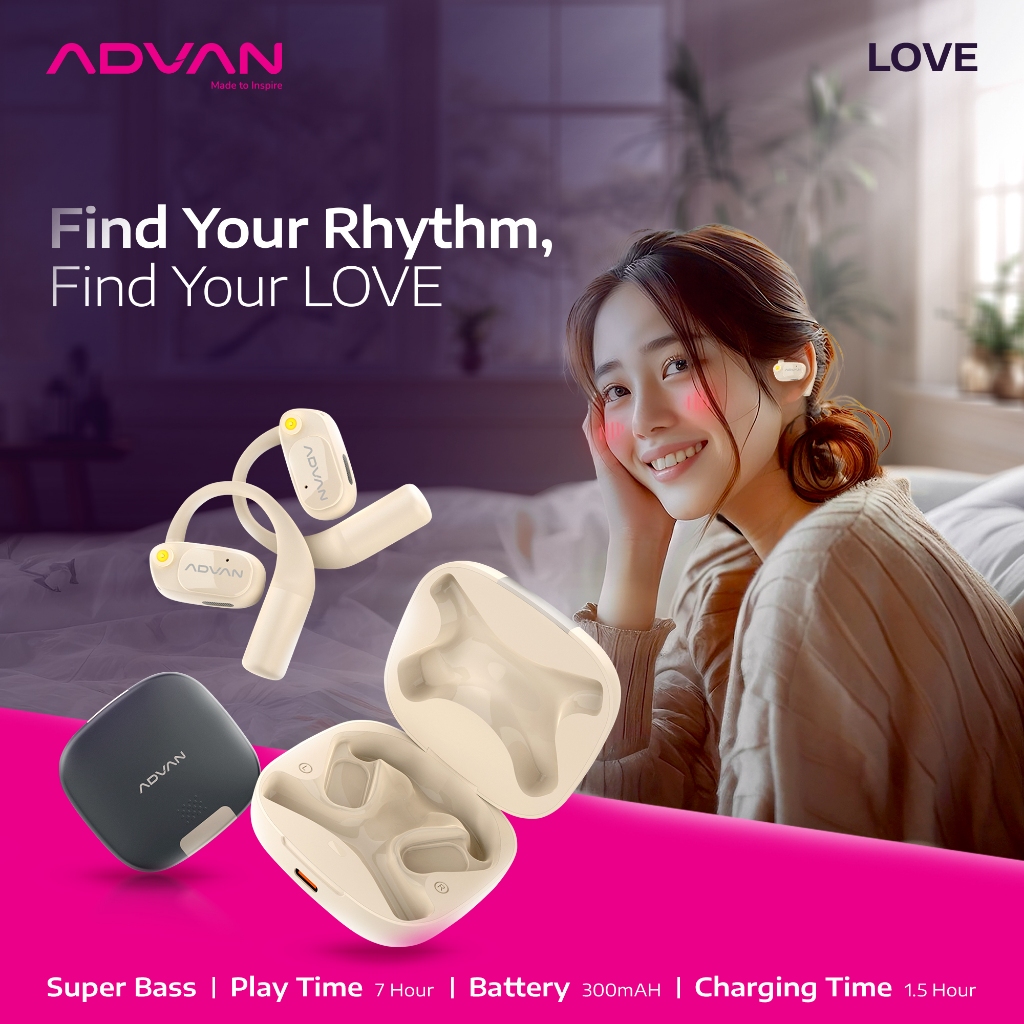 Jual ADVAN TWS Open Ear True Wireless Earphone Bluetooth Love V5.4 ...