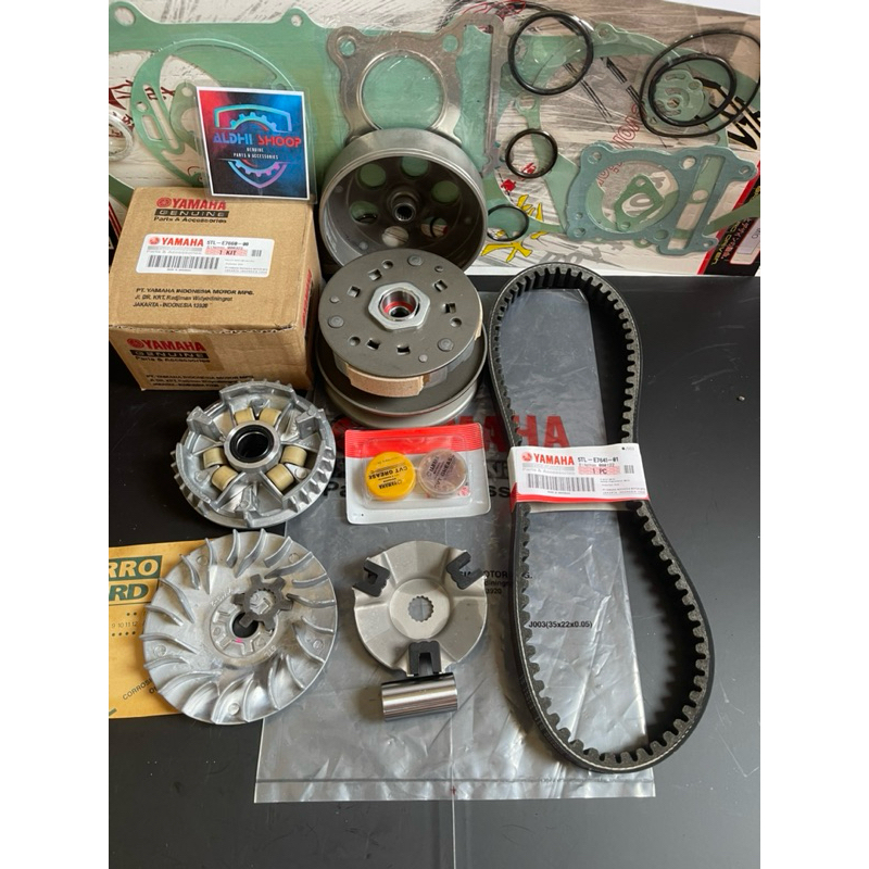 Jual paket kiri an mio komplit pully assy + rumah roller assy+ kipas + van belt + gemuk + ful ...