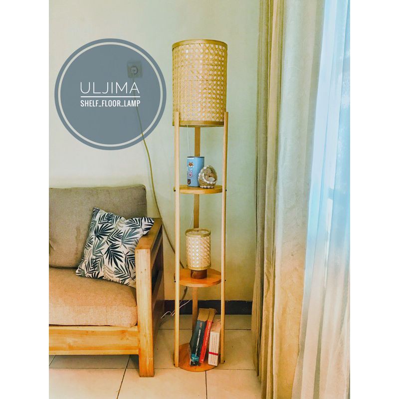 Jual ULJIMA - shelf floor lamp | lampu kayu | lampu rotan | lampu bambu ...