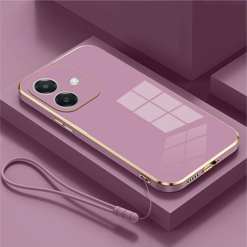Jual Soft Case Oppo A3X Casing Elektro Plating Frame Free Tali Strap ...
