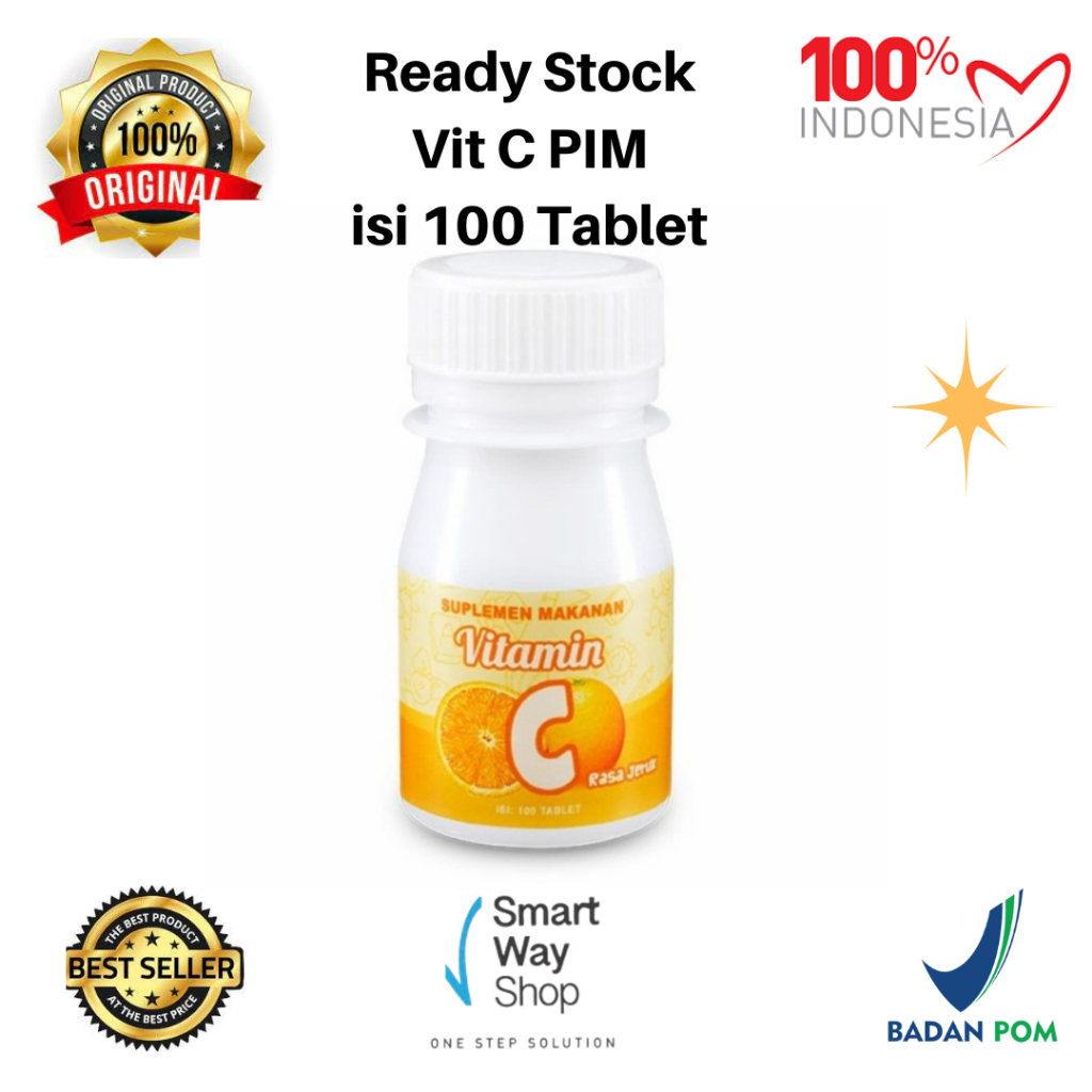 Jual Vitamin C 25 MG PIM 1 Botol isi 100 Tablet ORI BPOM HALAL Murah ...